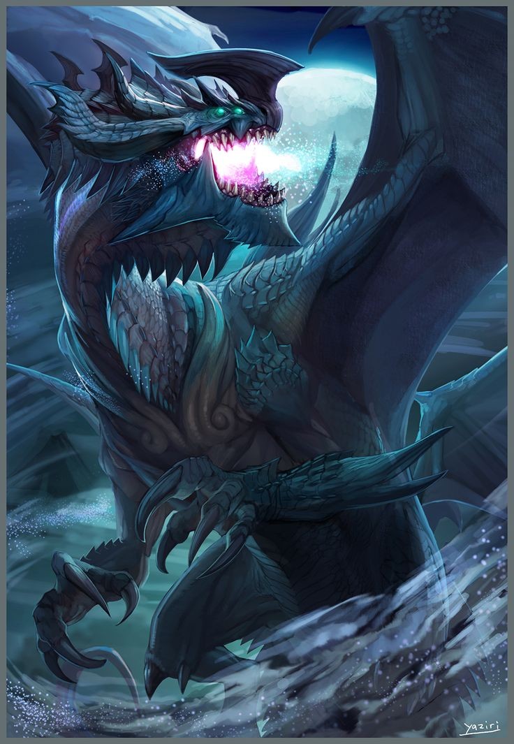 no humans dragon wings sharp teeth open mouth moon teeth illustration ...