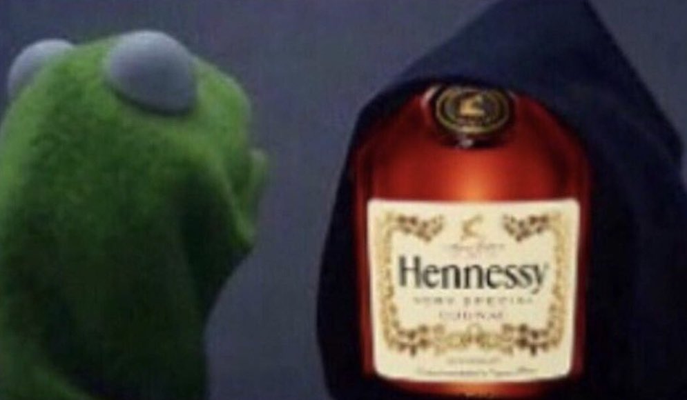 Kermit Drinking Hennessy