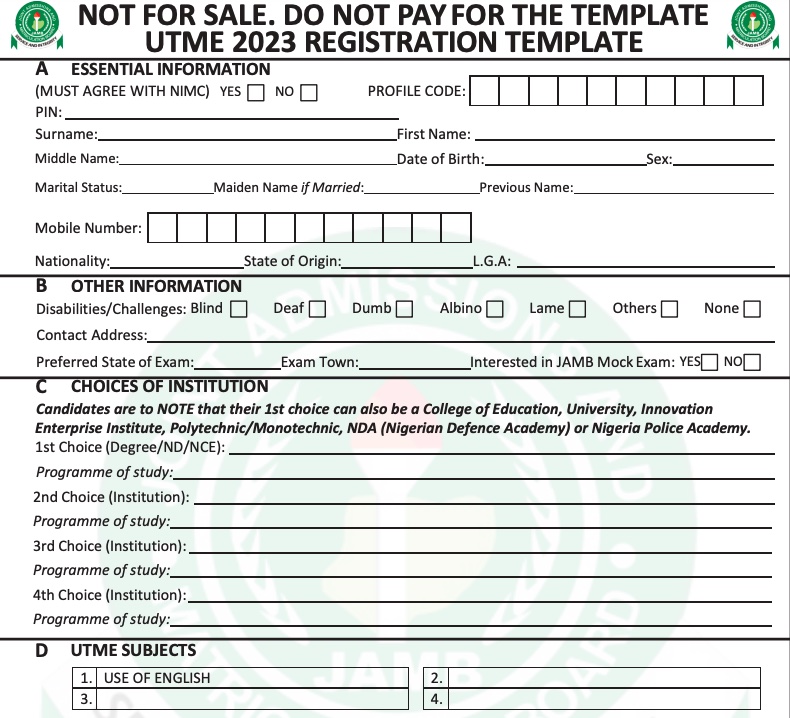 Jamb Form 2023 Image - Printable Forms Free Online
