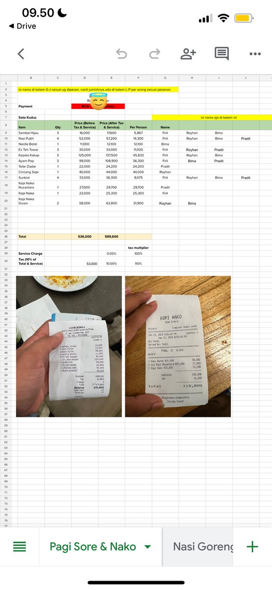 semesta roy on Twitter: "ini contoh split bill manual kalo makan bareng temen temen yang kiri ...