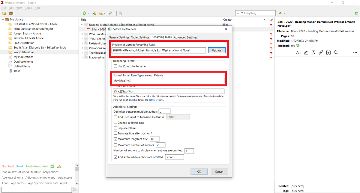 How to rename PDFs to better organize your Zotero library: - Thread from Mushtaq Bilal, PhD ...