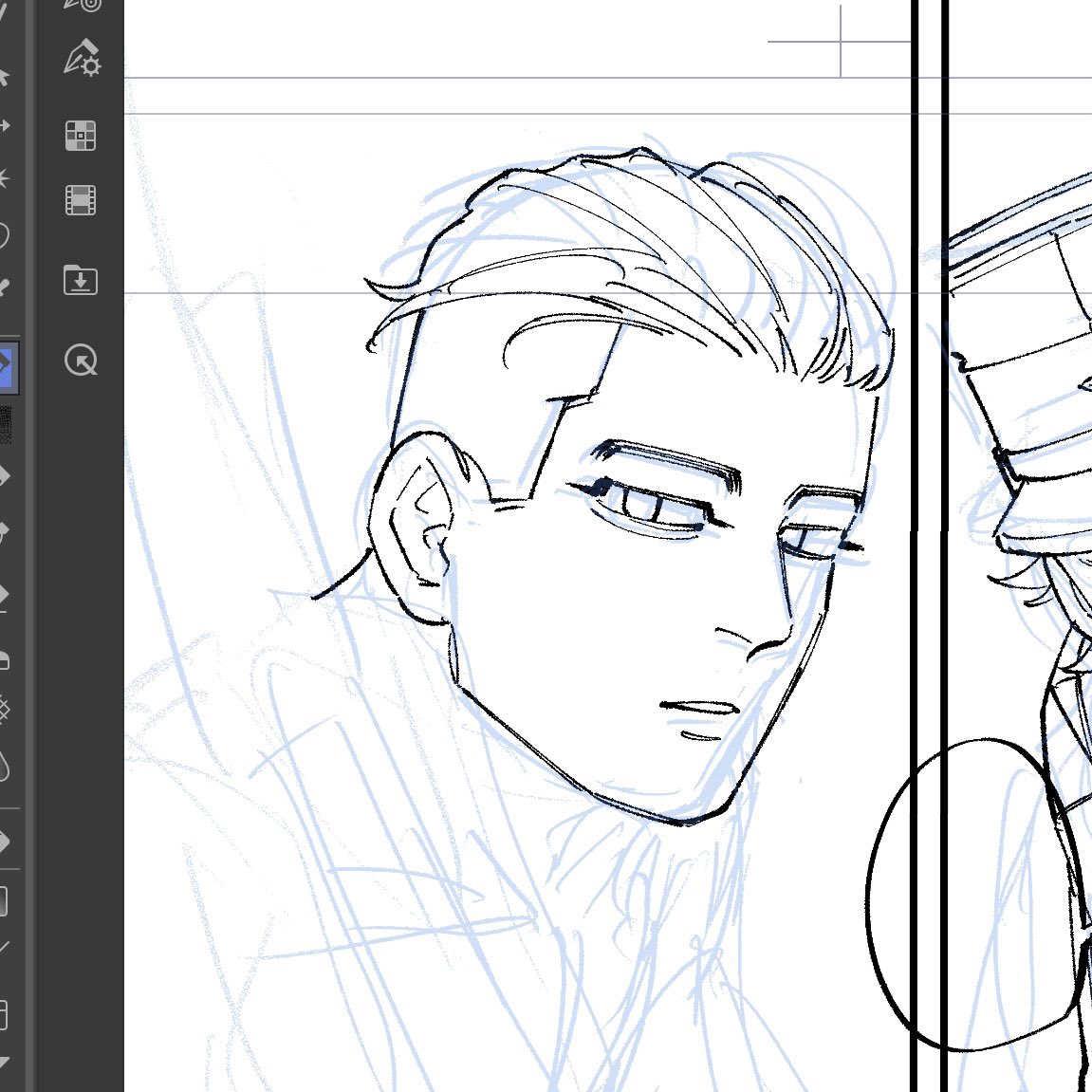 「WIP…いつも傷とかヒゲとか最後おんなじレイヤーに描いて、つけたり消したり遊んでる…」かぽöの漫画