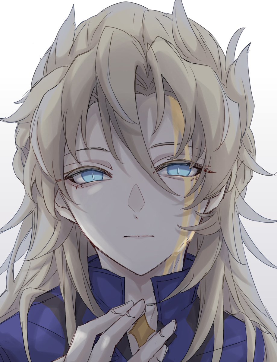 albedo (genshin impact) 1boy male focus solo blue eyes scar on neck ...