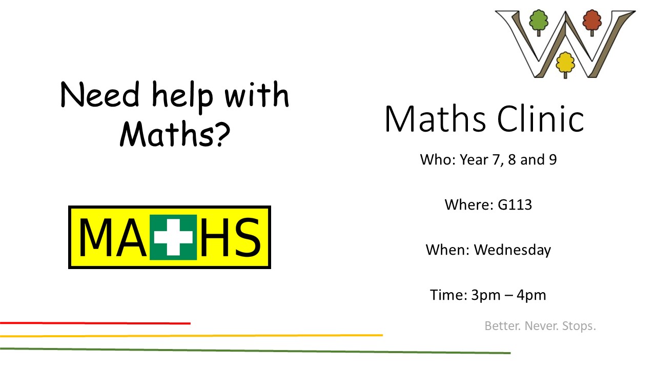 Waingels on Twitter: "A shout out to our KS3 students! Maths Clinic every Wednesday, in the ...