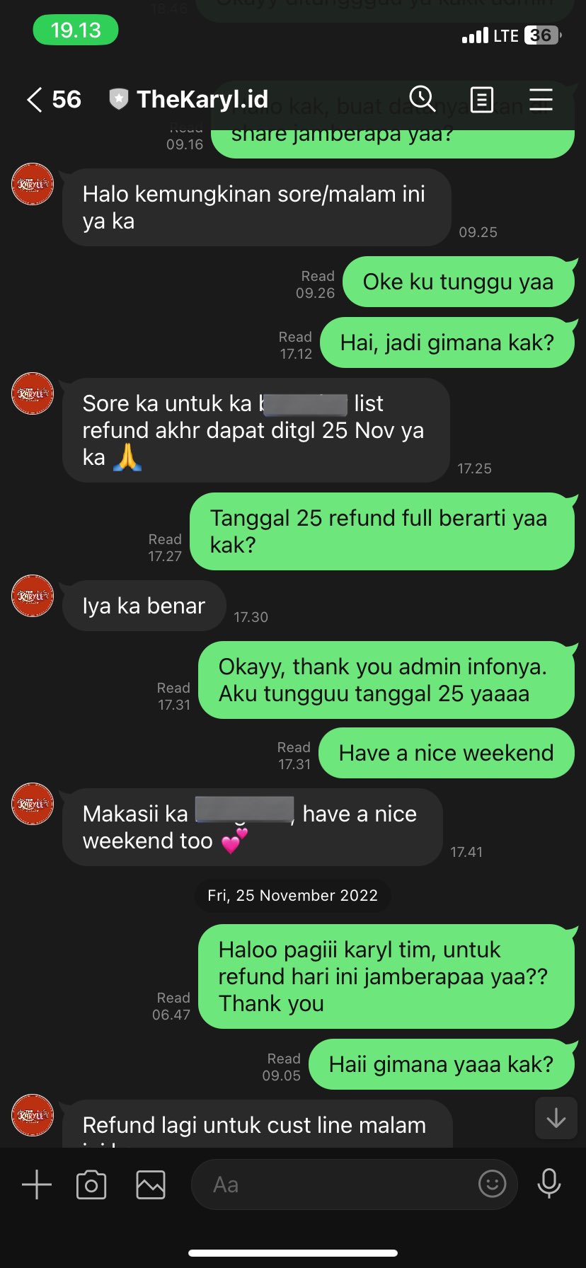 Markyyy on Twitter: "13. Di tanggal 25 nov, karyl bilang bahwa sisanya (3jt) akan di refund di ...