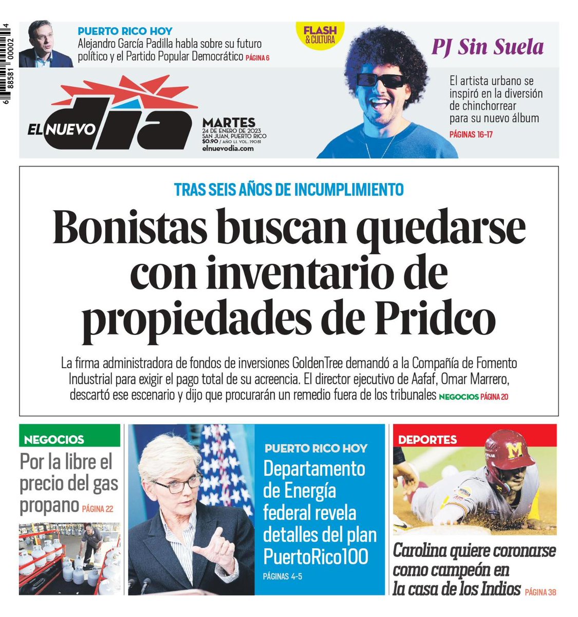Portada El Nuevo Día para el martes, 24 de enero de 2023 | Esta es ...