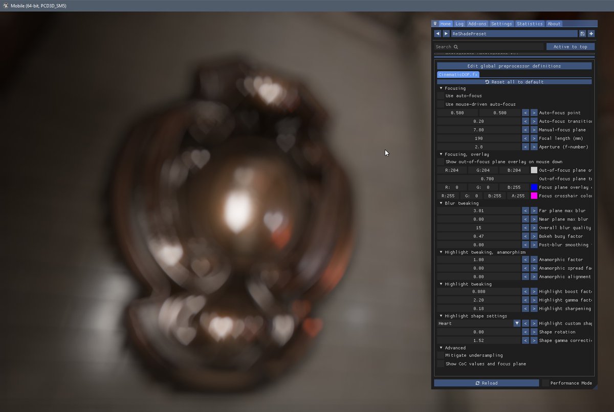 Frans Bouma on Twitter: "I added custom shape support for bokeh highlights to my cinematic dof ...