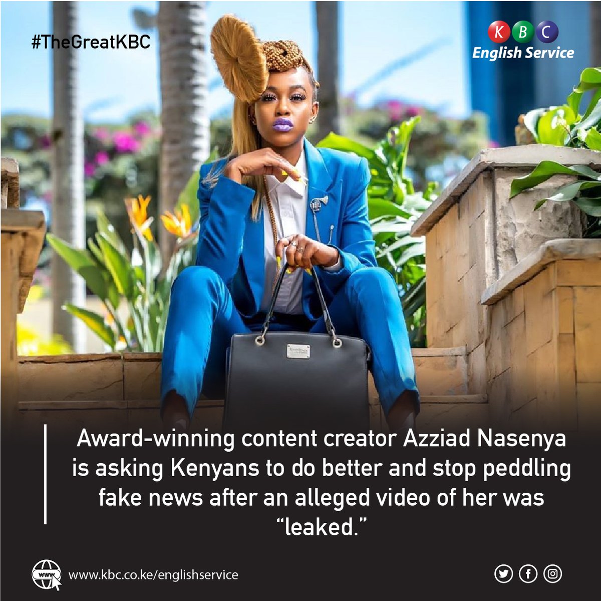 KBC English Service on Twitter: "Award-winning content creator Azziad Nasenya is asking Kenyans ...