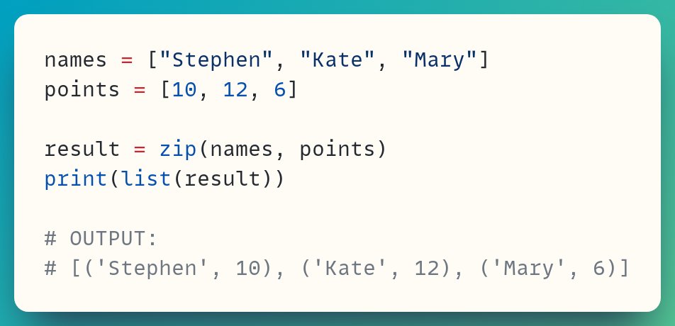 We often use `zip()` with two iterables… …but we can also use it with ...