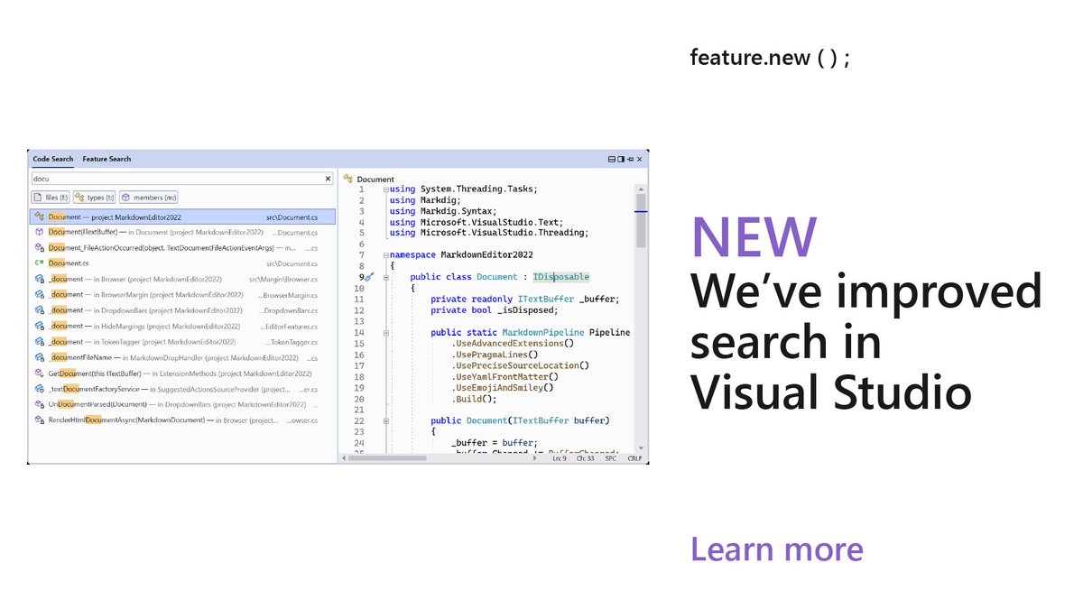 Microsoft Visual Studio on Twitter: "🔍 We made searching in #VisualStudio easier. Now you can ...