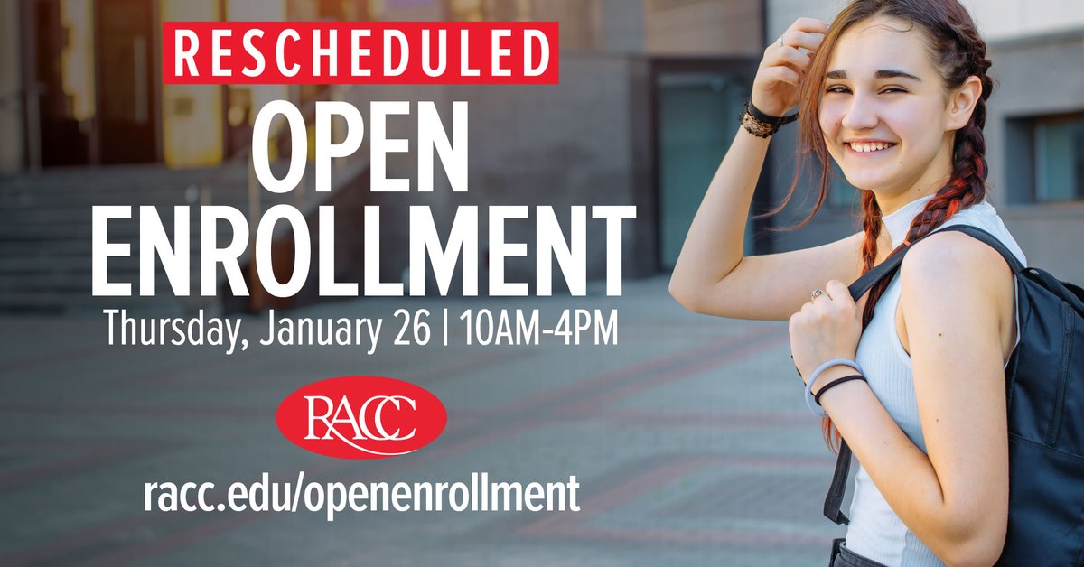 Reading Area Community College on Twitter: "Tomorrow's Open Enrollment Day has been rescheduled ...