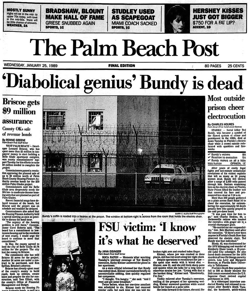 RetroNewsNow on Twitter: "On January 24, 1989, convicted serial killer Ted Bundy, who confessed ...