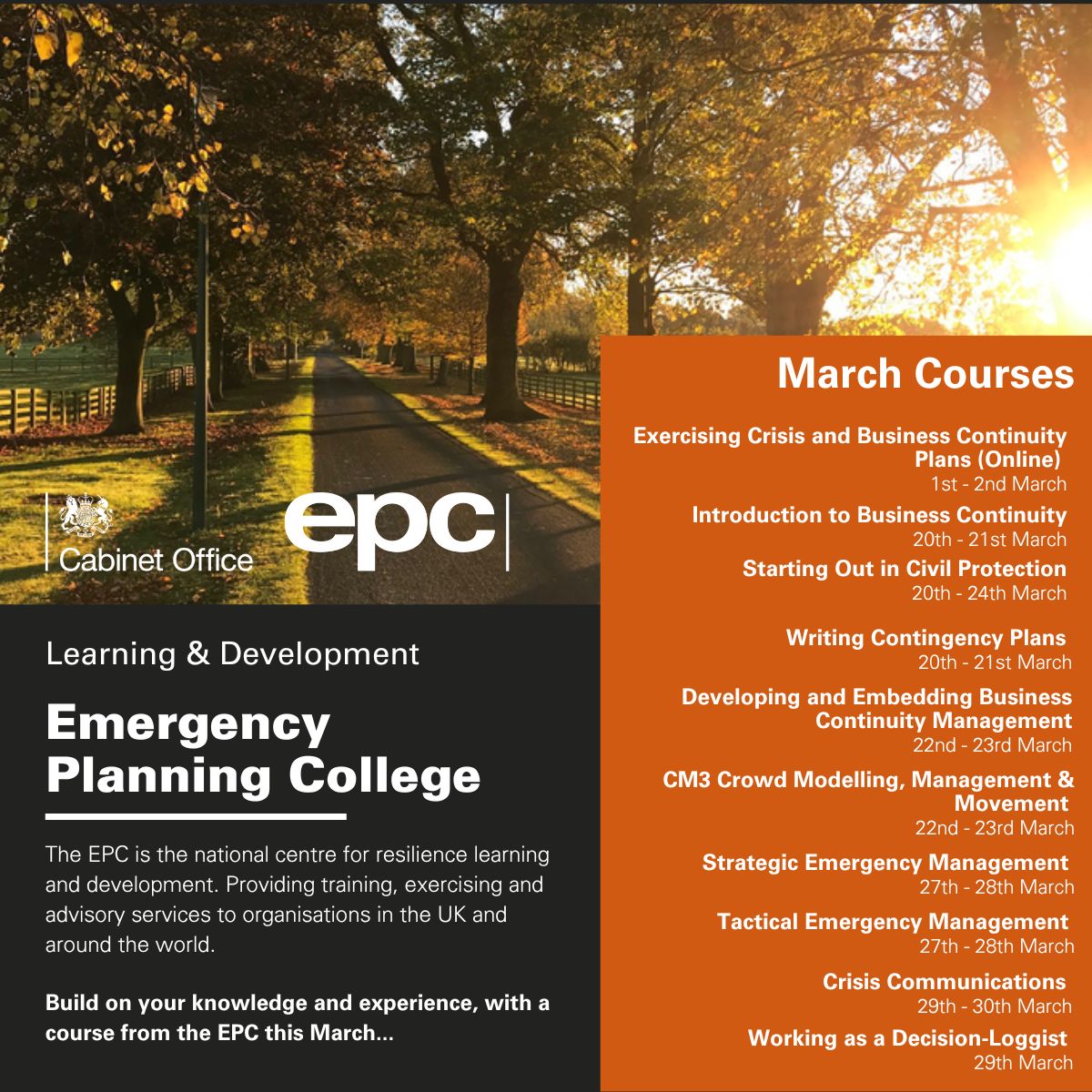 The EPC on Twitter: "Expand and build on your knowledge this March, book a course with the EPC ...