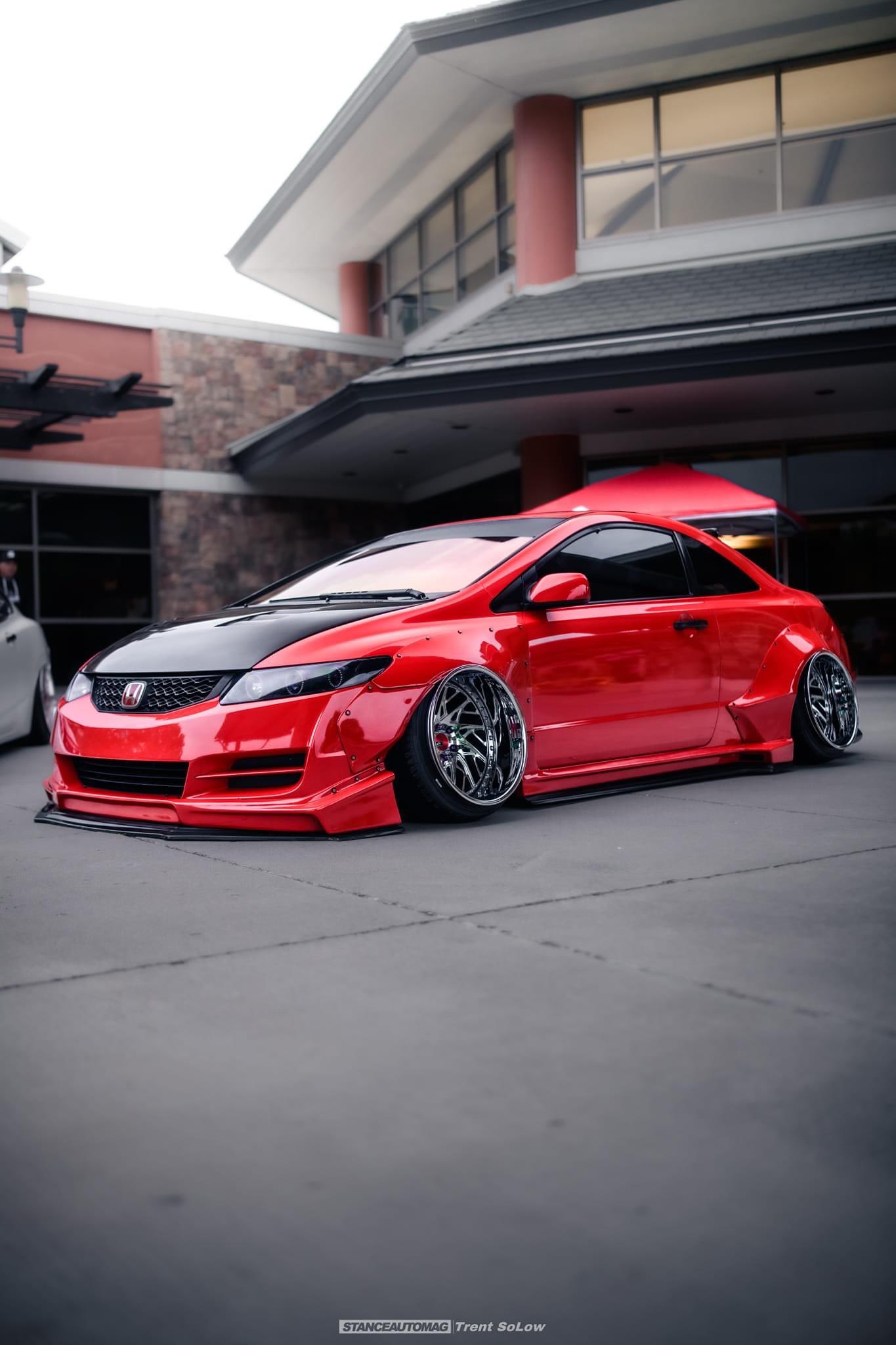 Slammed Honda Civic Red