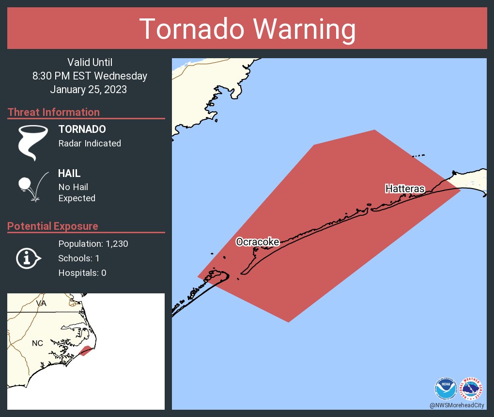 Nws Tornado On Twitter Tornado Warning Including Ocracoke Nc