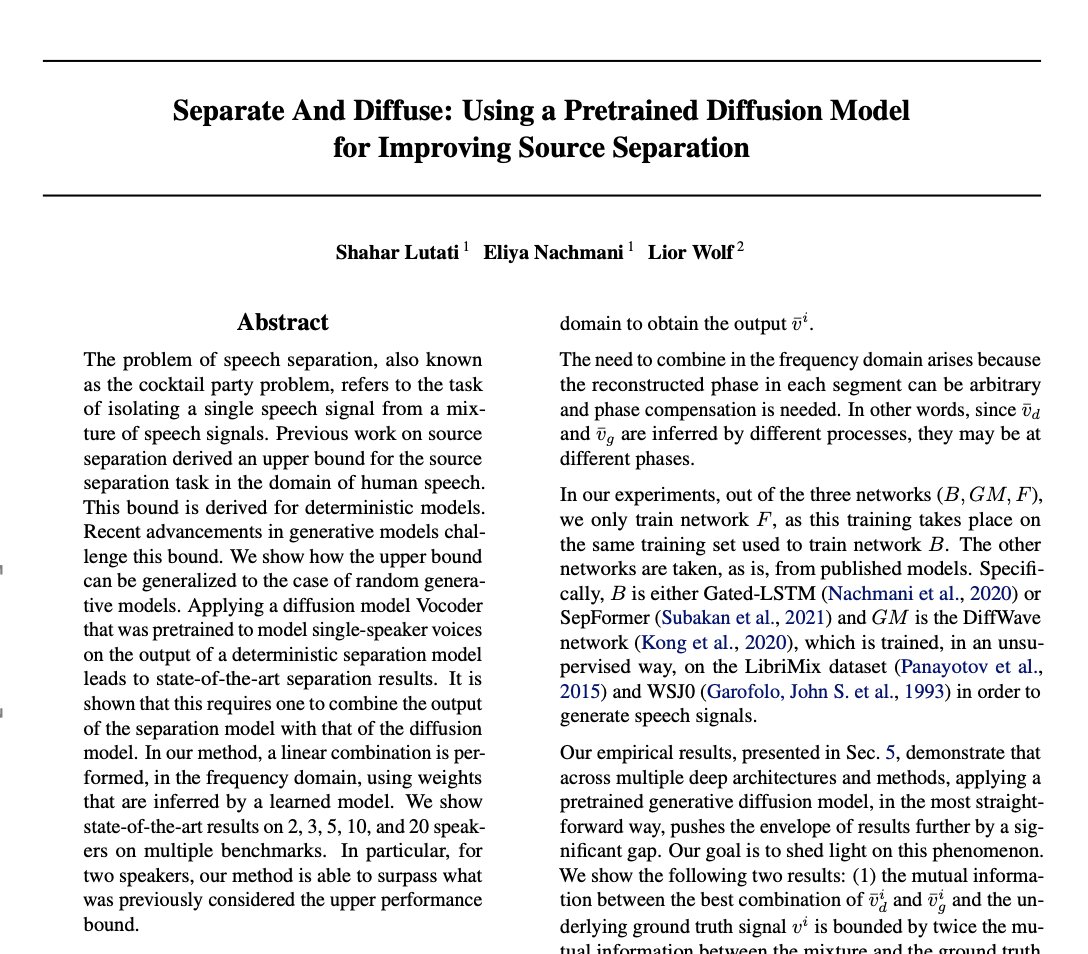 AK on Twitter: "Separate And Diffuse: Using a Pretrained Diffusion Model for Improving Source ...