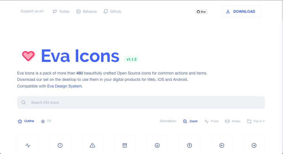 Shripal Soni on Twitter: "11. Eva Icons → 200+ icons in solid and outline variants → MIT License ...