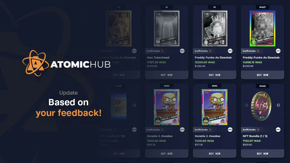AtomicHub on Twitter: "📢 UPDATE: Based on your feedback, we've made some changes to the new NFT ...