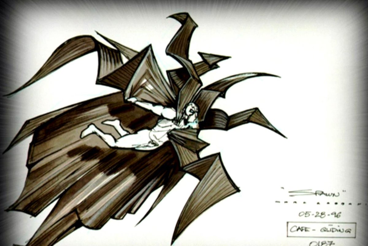 Daily Spawn Archive on Twitter: "Spawn's cape gliding concept art from Spawn: The Movie (1996 ...