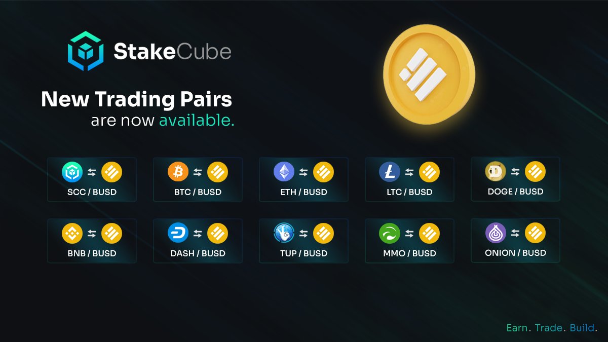StakeCube on Twitter: "New trading pairs are now available on @stakecube! $BTC $SCC $BUSD $LTC ...
