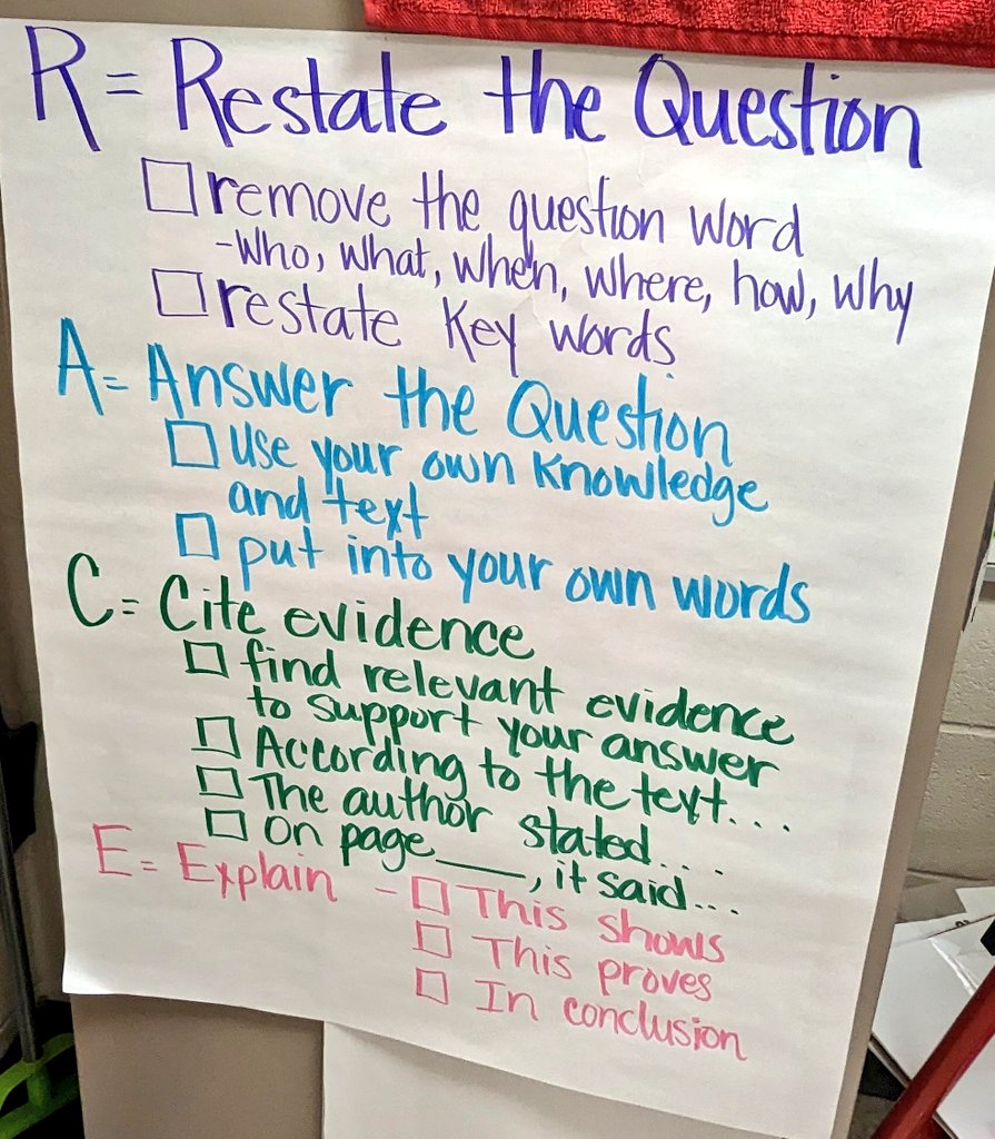 Teacher2Teacher on Twitter: "R = Restate the question. A = Answer the ...