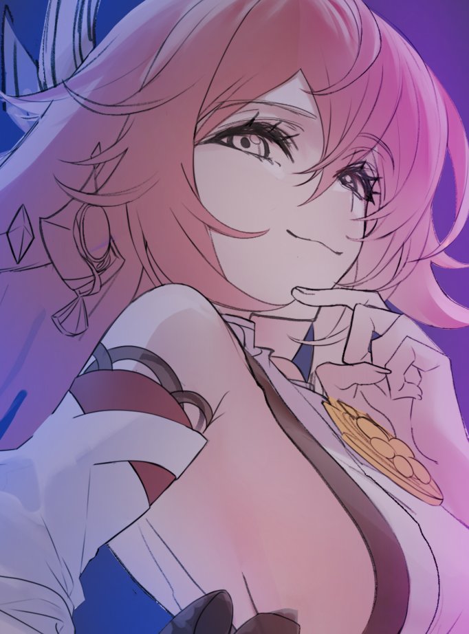 八重神子(原神) 「YAE WIP 」|河地りん@次GWﾃｨｱ_G-55bのイラスト