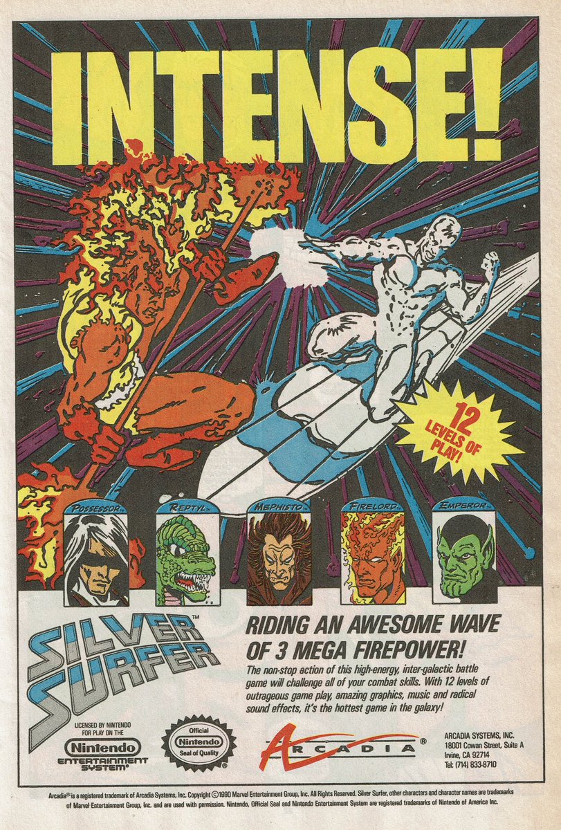 Silver Surfer - NES ad (1990) VideoGameArt&Tidbits @vgartandtidbits