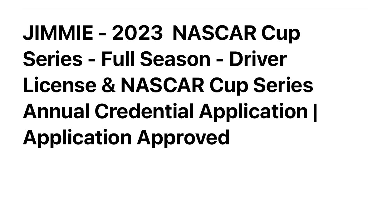 Jimmie Johnson - My NASCAR credentials came in, looks like I have ...