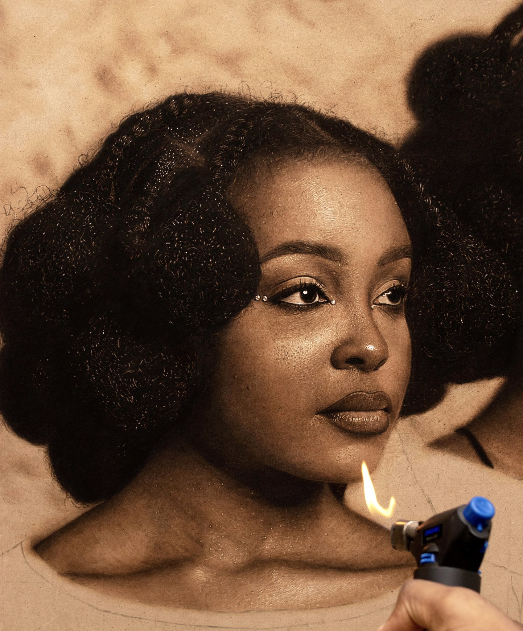 AlexPeter_Idoko on Twitter: "The art process. Drawn with fire on wood X Blade for details https ...