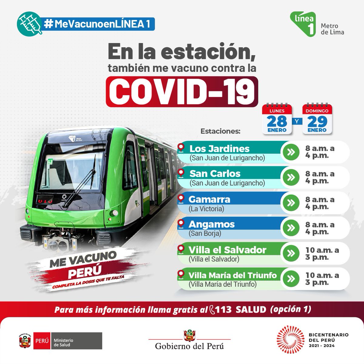 Ministerio de Salud on Twitter: "¡Vamos a vacunarnos contra la #COVID19 en la Línea 1 del # ...