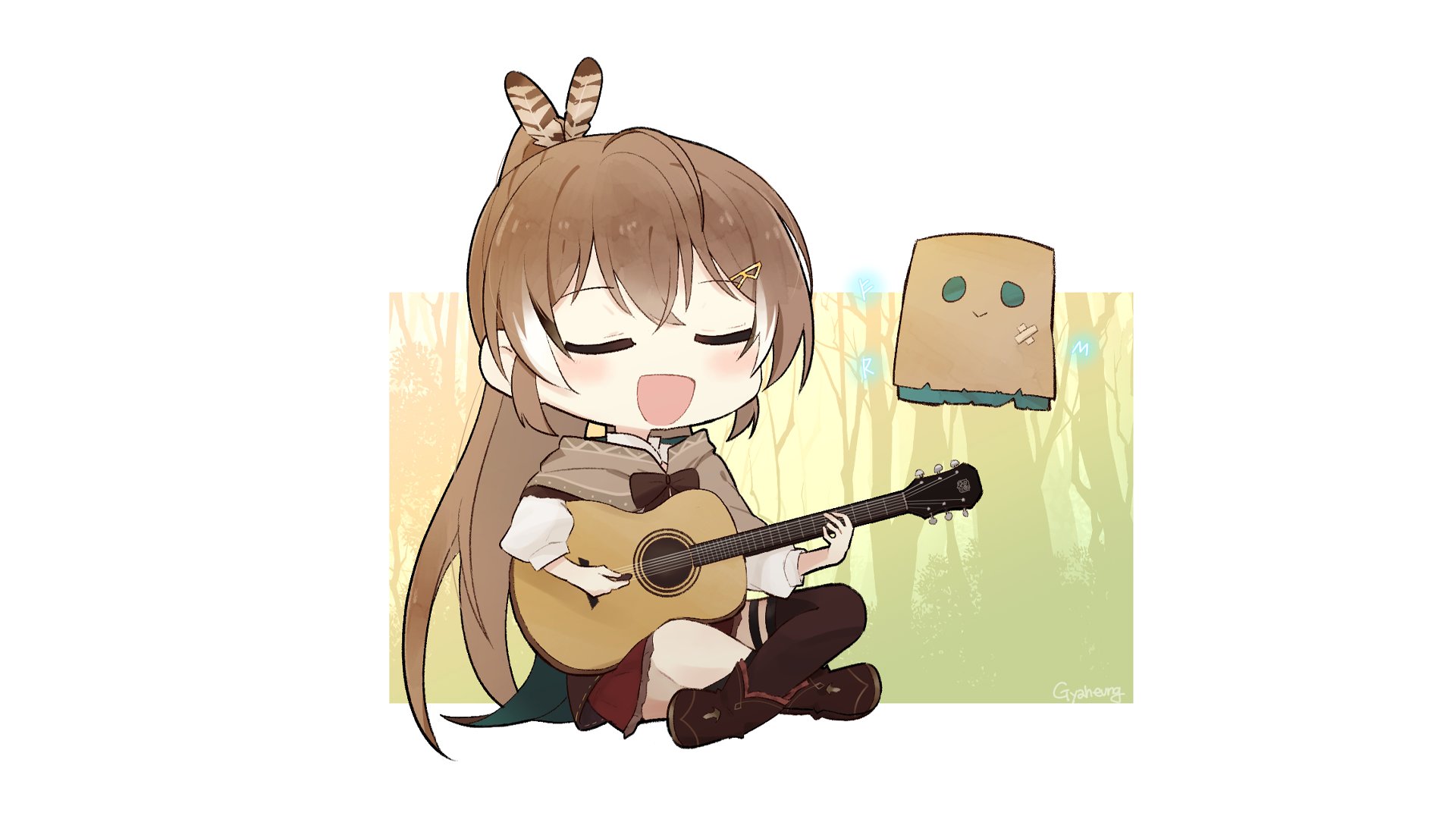 Anime Chibi Girl With A Guitar