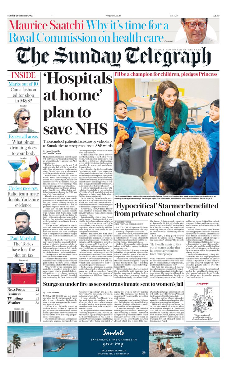 Tomorrows Papers Today On Twitter Sunday Telegraph Hospitals At