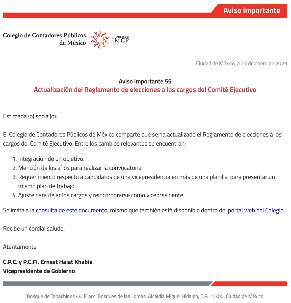 Colegio de Contadores Públicos de México on Twitter: "Consulta la actualización del Reglamento ...