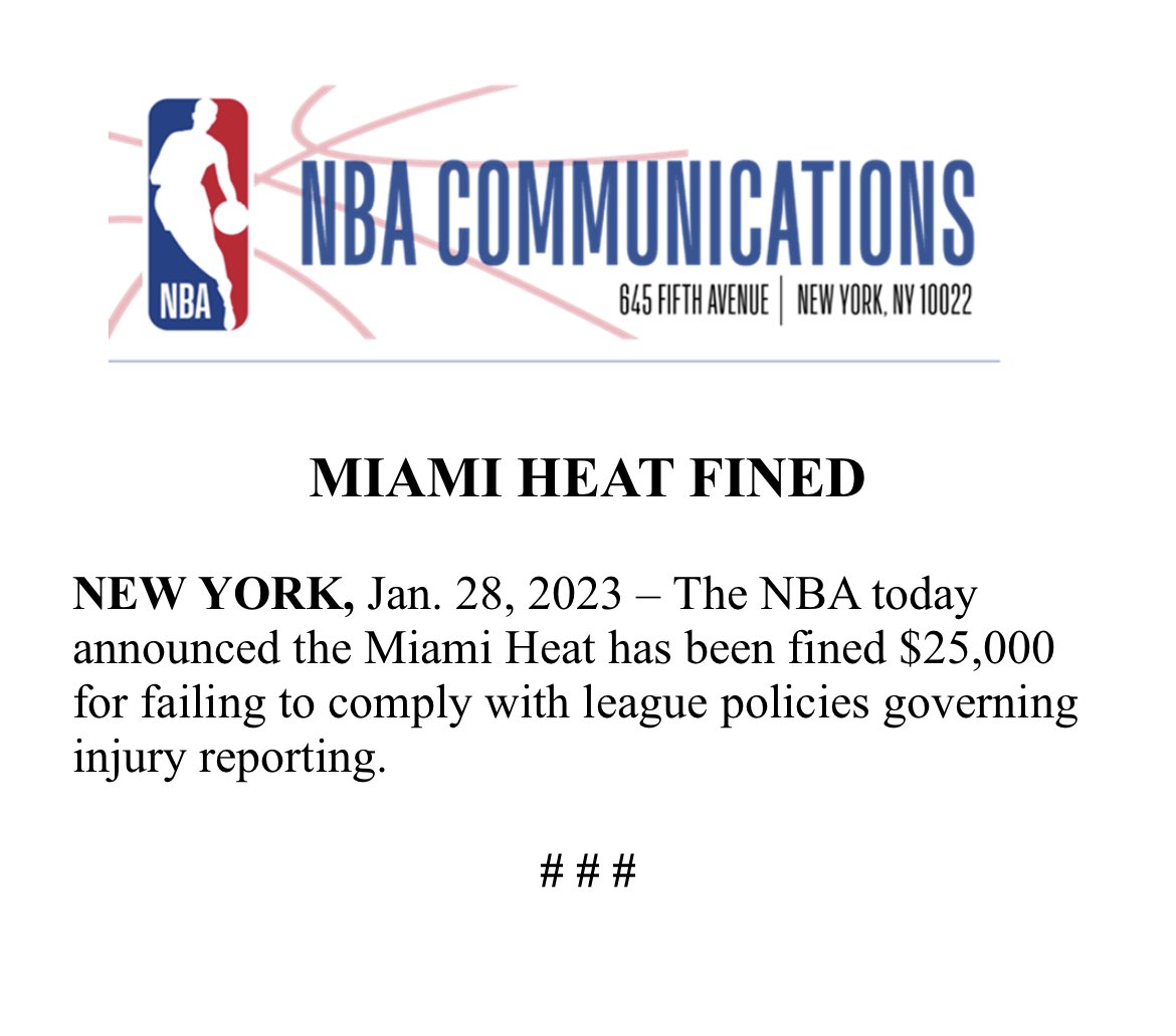 NBA Communications on Twitter: "The following was released by the NBA. https://t.co/amQClyoO3l ...