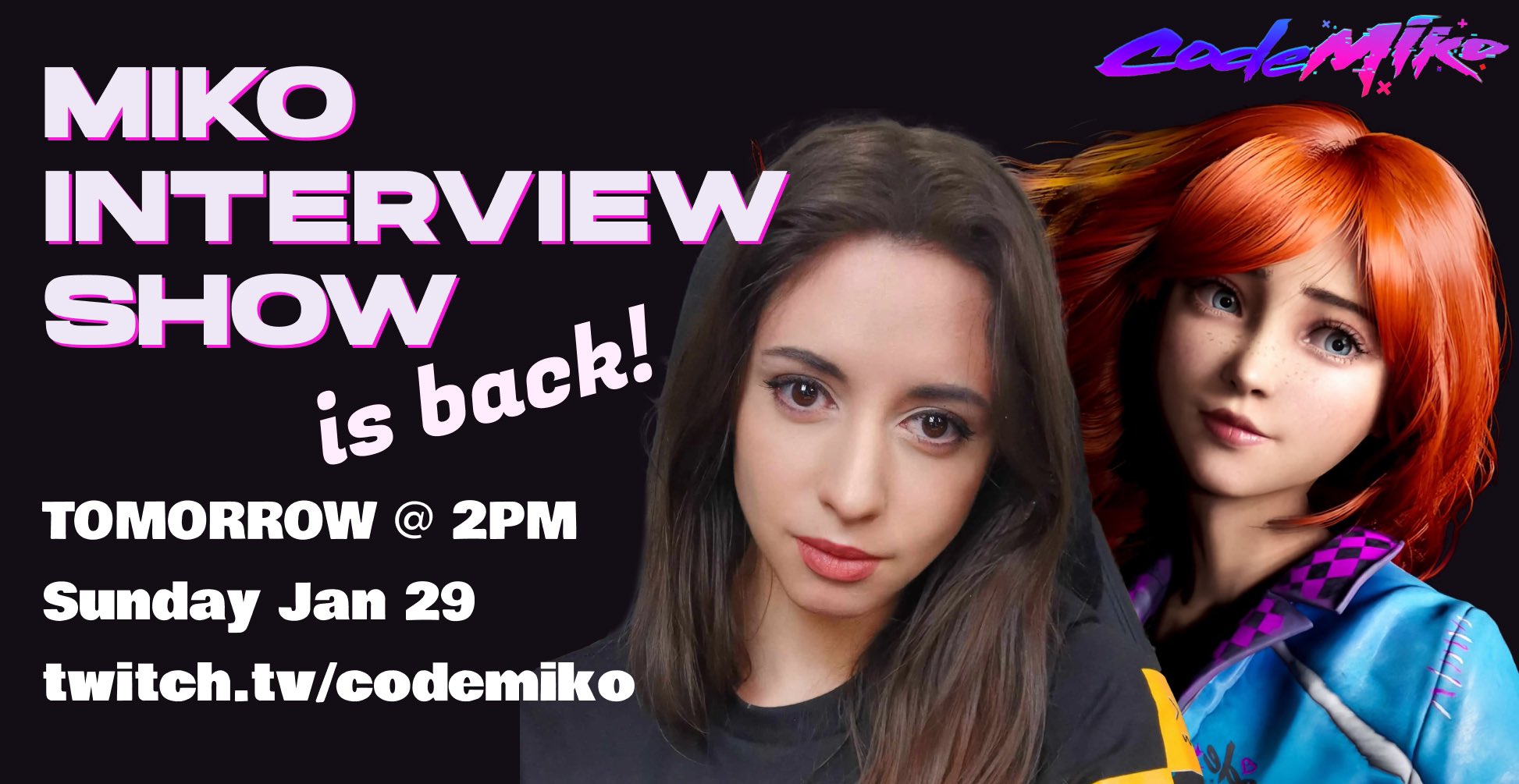 CodeMiko on Twitter: "INTERVIEW SHOW IS BACK!!! TOMORROW @ 2PM Catching up with @sweetanita ...
