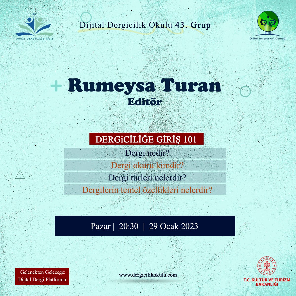 Dijital Dergicilik Okulu on Twitter: "Rumeysa Turan ile Dergiciliğe Giriş 101 dersimizle; Dergi ...