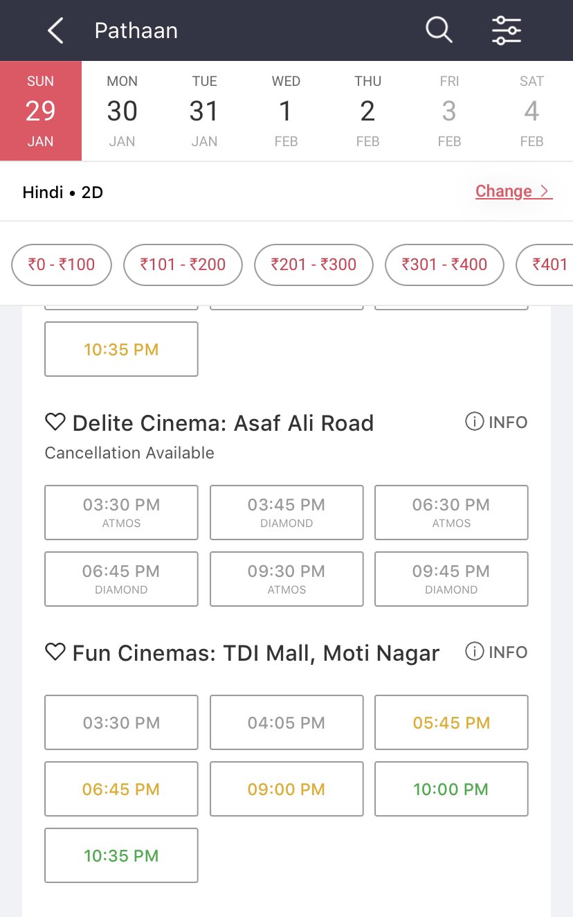 Mehran मेहरान 🇮🇳 on Twitter: "Whoa all shows in Delite Cinemas sold out 😳😳 #Pathaan # ...