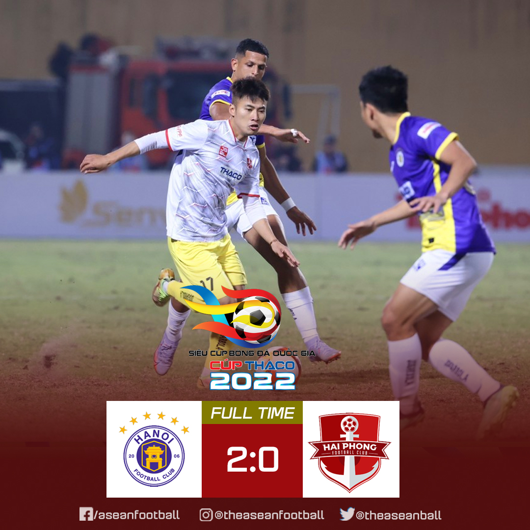 ASEAN FOOTBALL on Twitter: "🏆 VIETNAM SUPER CUP 2022 🇻🇳 FT: Hanoi FC 🟣 2️⃣-0️⃣ ⚪️ Hai Phong FC ...