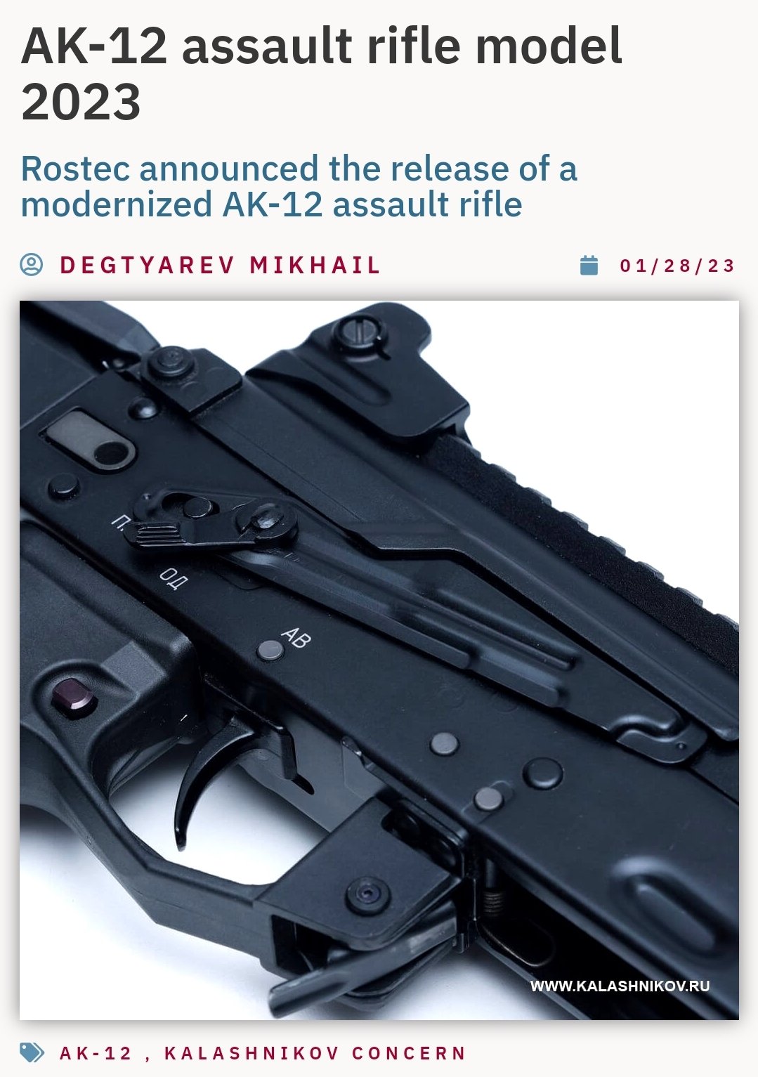 Trollstoy on Twitter: ""The AK-12 assault rifle has been significantly improved based on the ...