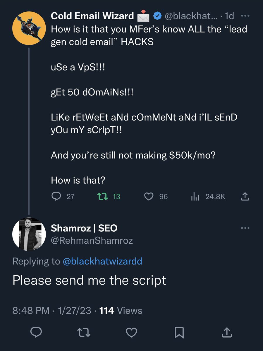 Cold Email Wizard 📩 on Twitter: "No way this is real"