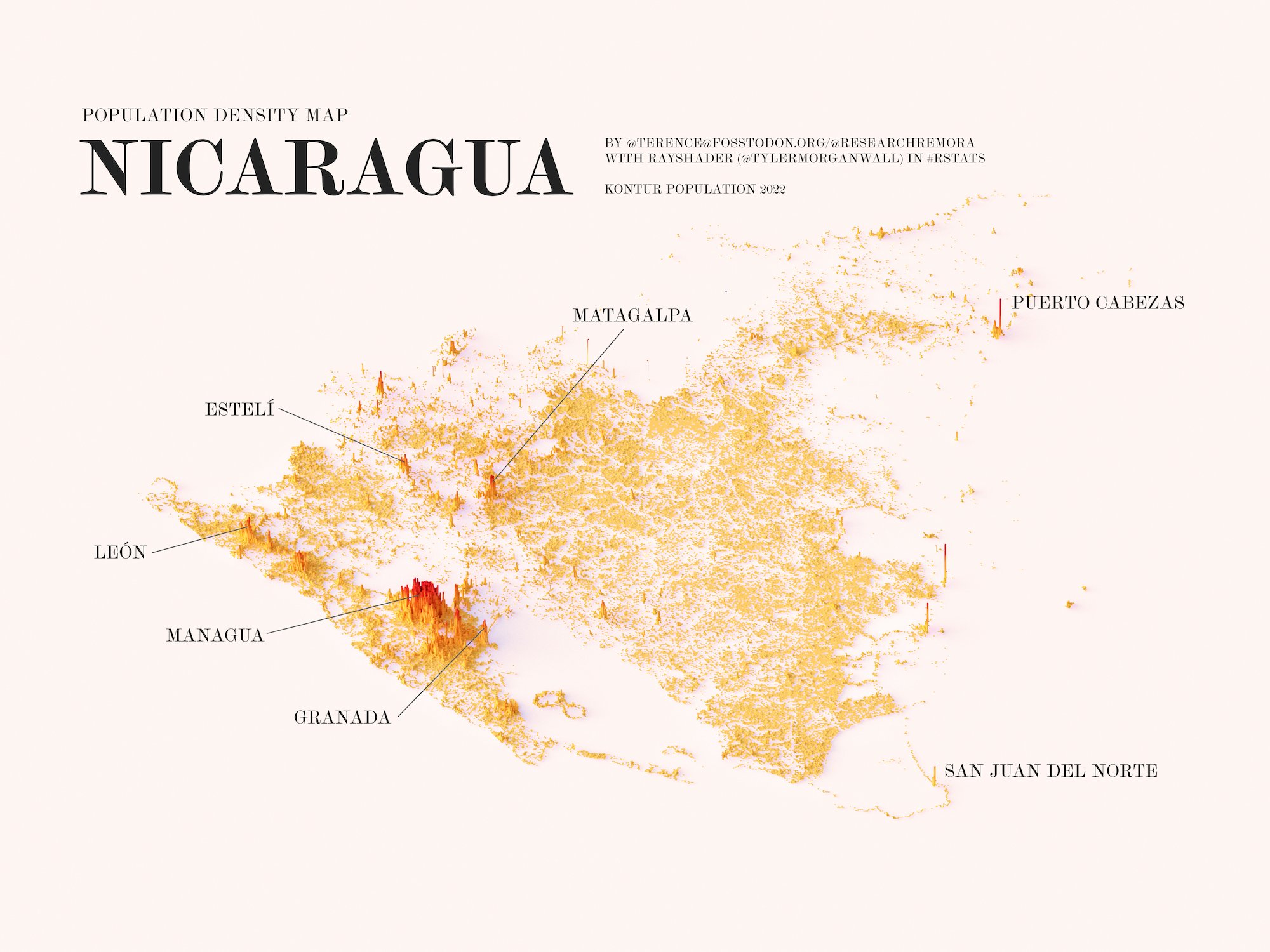 Costa Rica Population Density Map