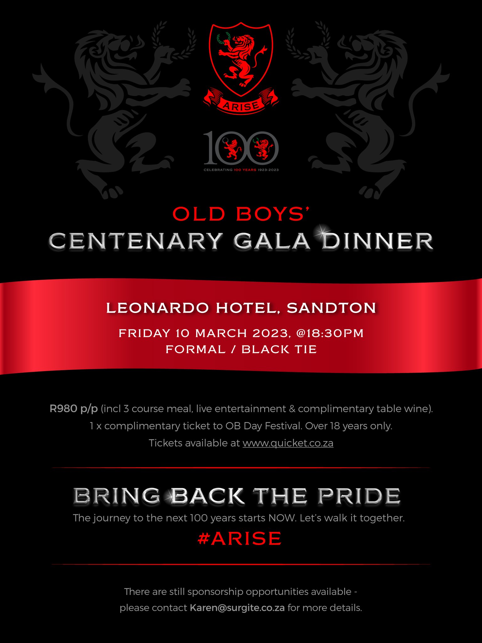 Parktown Boys' High School on Twitter: "Centenary Gala Dinner Old Boys’ Event not to be missed ...