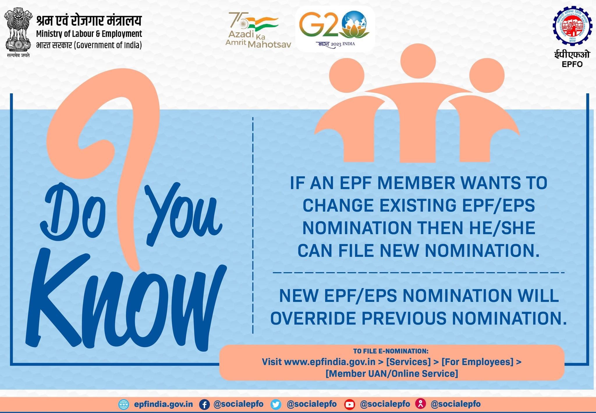 EPFO on Twitter: "#EPF Members can file new nomination to change existing EPF/ #EPS nomination ...