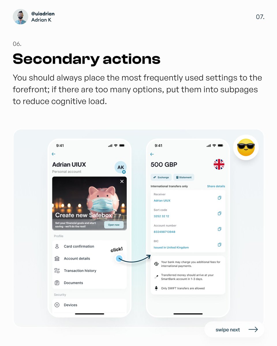 7 tips to design better profile settings (visual thread)👇 - Thread from UI Adrian @uiuxadrian ...