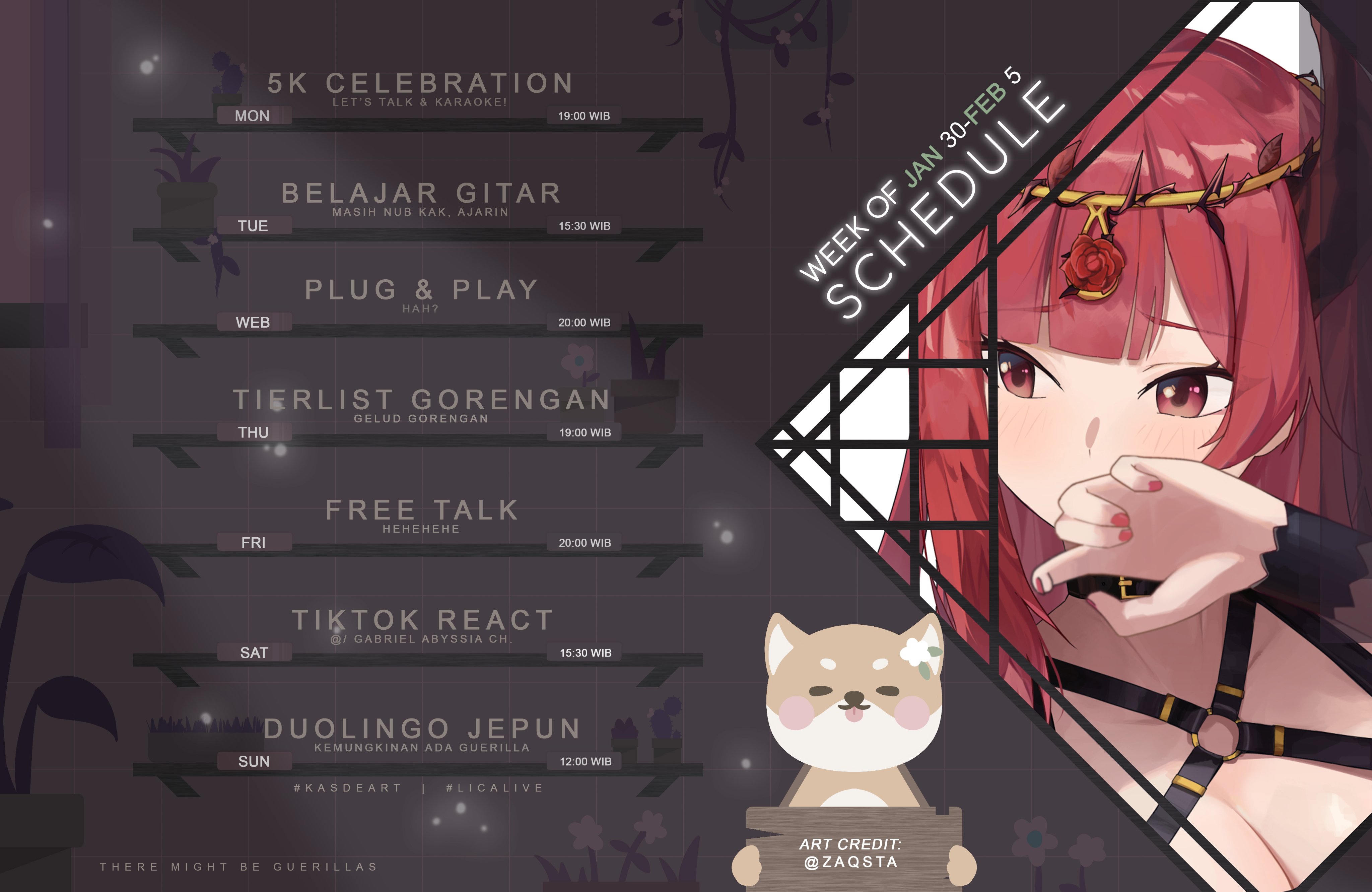 Astelica Kasdea(デア)🥀 on Twitter: "【 SCHEDULE 】 🥀kemungkinan banyak guerilla "bletalk" juga hehe ...