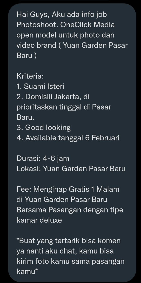 BACA RULES DI (bit.ly/worksfess) on Twitter: "work! ini aku ada info job photoshoot nih guys"