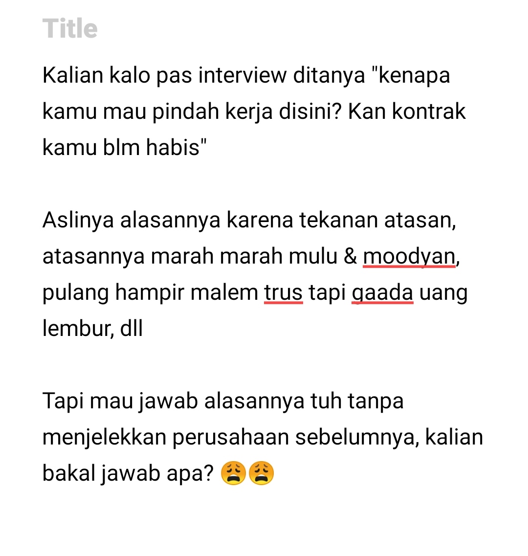 BACA RULES DI (bit.ly/worksfess) on Twitter: "Work! Ada yg pernah gini? Kalian jawab apa pas ...