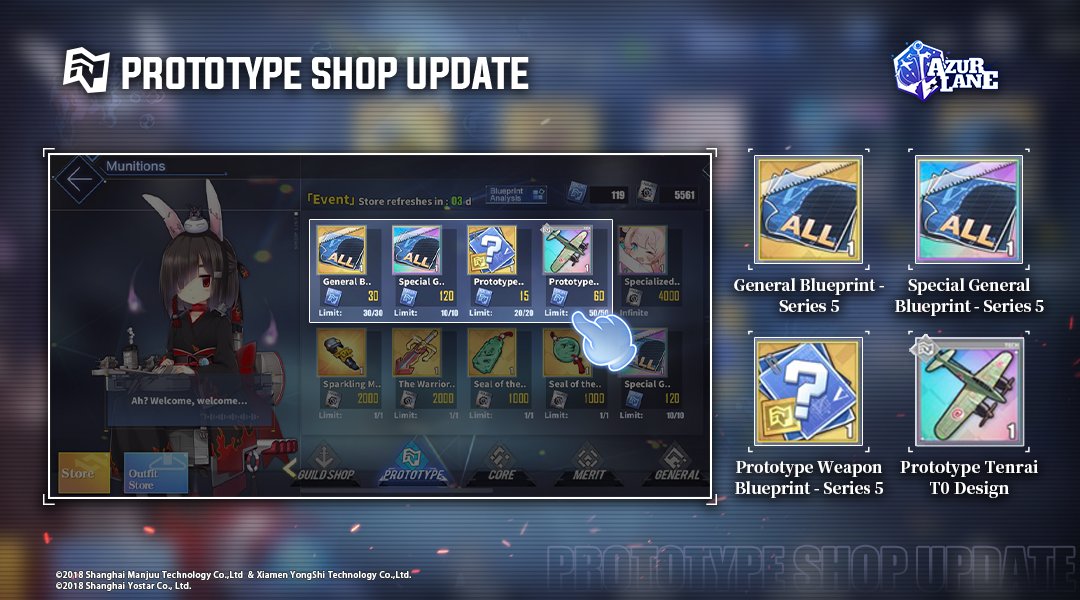 Azur Lane Official on Twitter: "【Prototype Shop Update】 Prototype Tenrai T0 Design, General ...