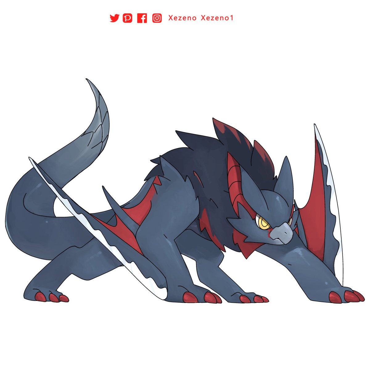 「Nargacuga with Pokemon artstyle 」|Marcus Hiiのイラスト
