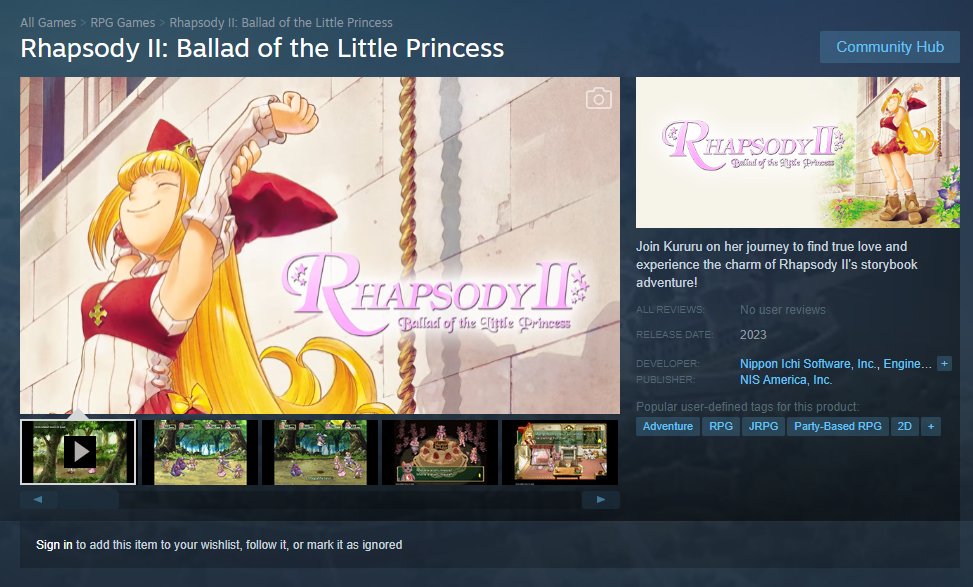 HDKirin on Twitter: "The Steam pages for Rhapsody II & III are now live - both coming as part of ...